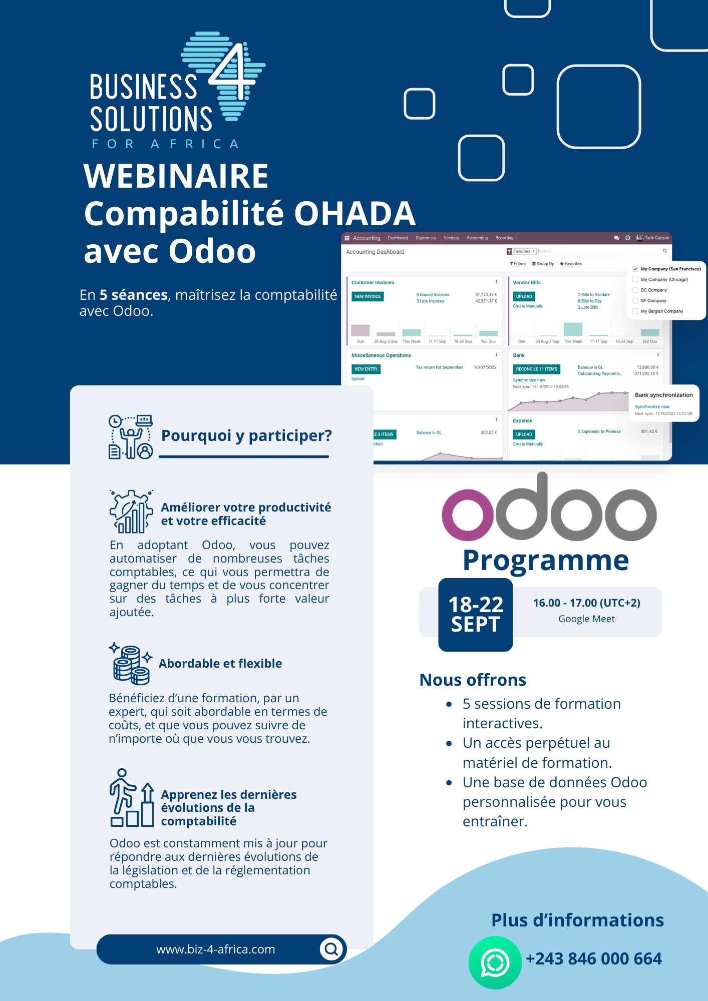 Formation en ligne: Comptabilité OHADA avec l'ERP Odoo - 18-22/09/23 ...