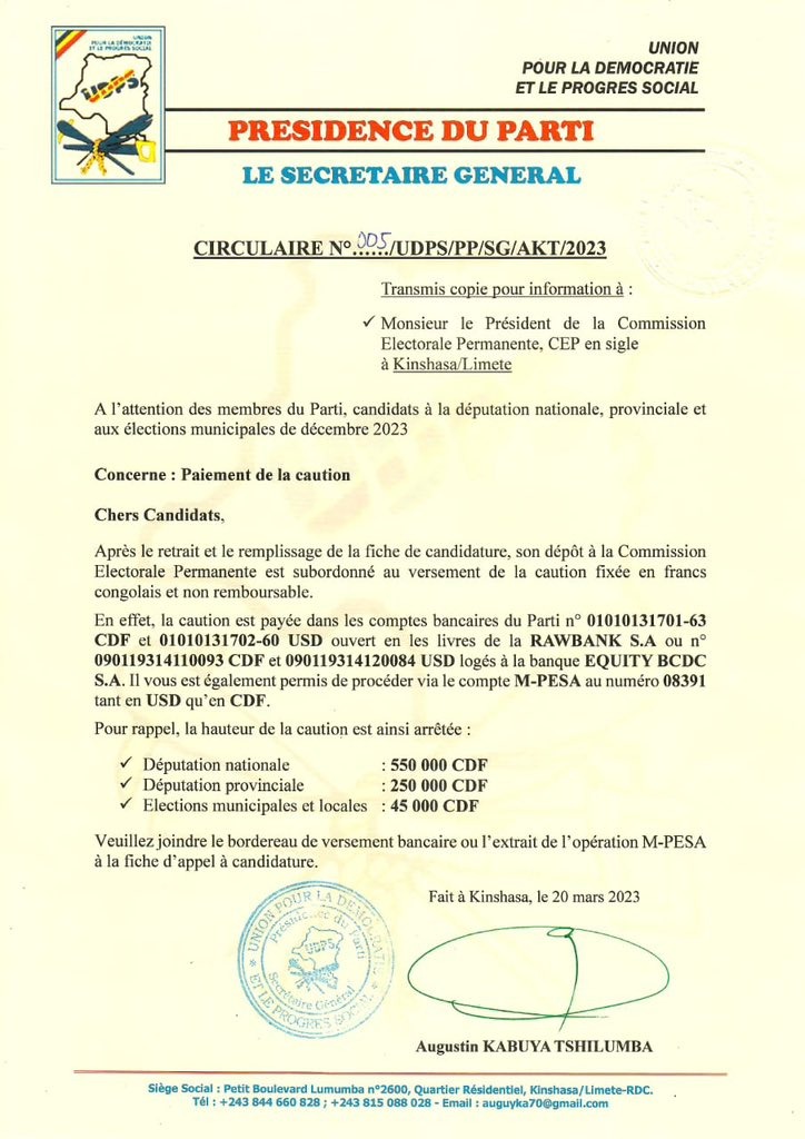 Élection 2023 à Ludps Il Faut Payer La Caution Avant De Postuler