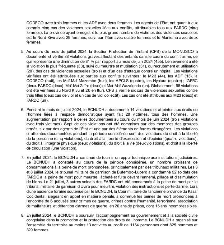 400 cas d'atteintes aux droits de l'homme documentés en juillet dernier ...