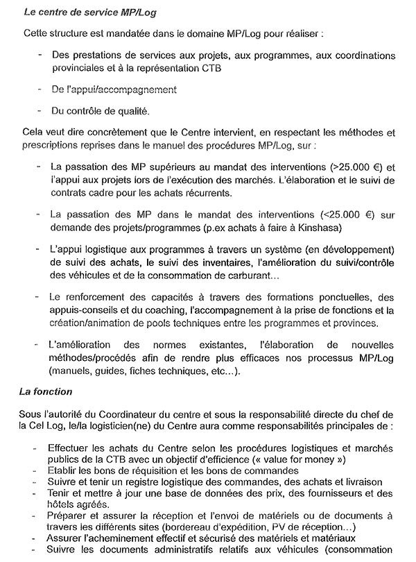 mediacongo.net - Offre d'emploi - Logisticien