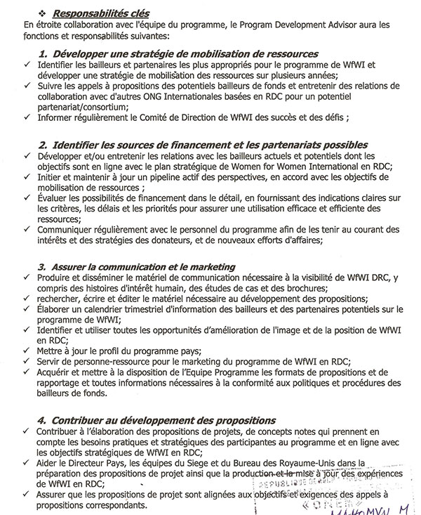 mediacongo.net - Offre d'emploi - Program Development Advisor