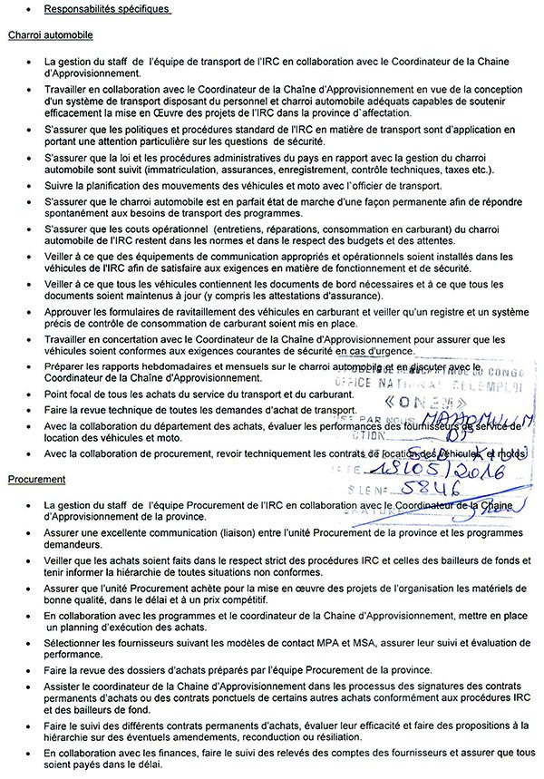 mediacongo.net - Offre d'emploi - Gestionnaire de la Chaine d'Approvisionnement