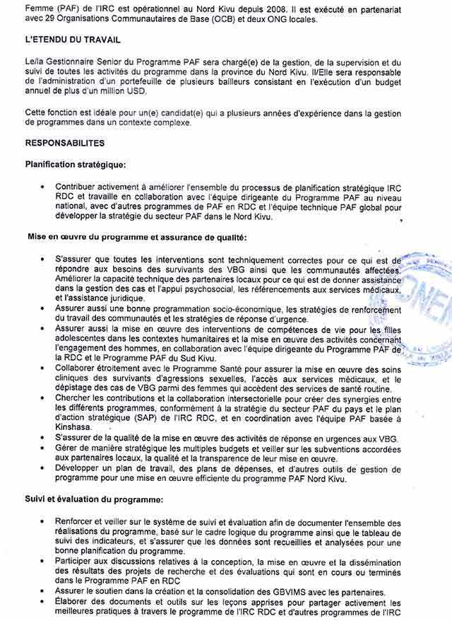 mediacongo.net - Offre d'emploi - WPE Senior Program Manager
