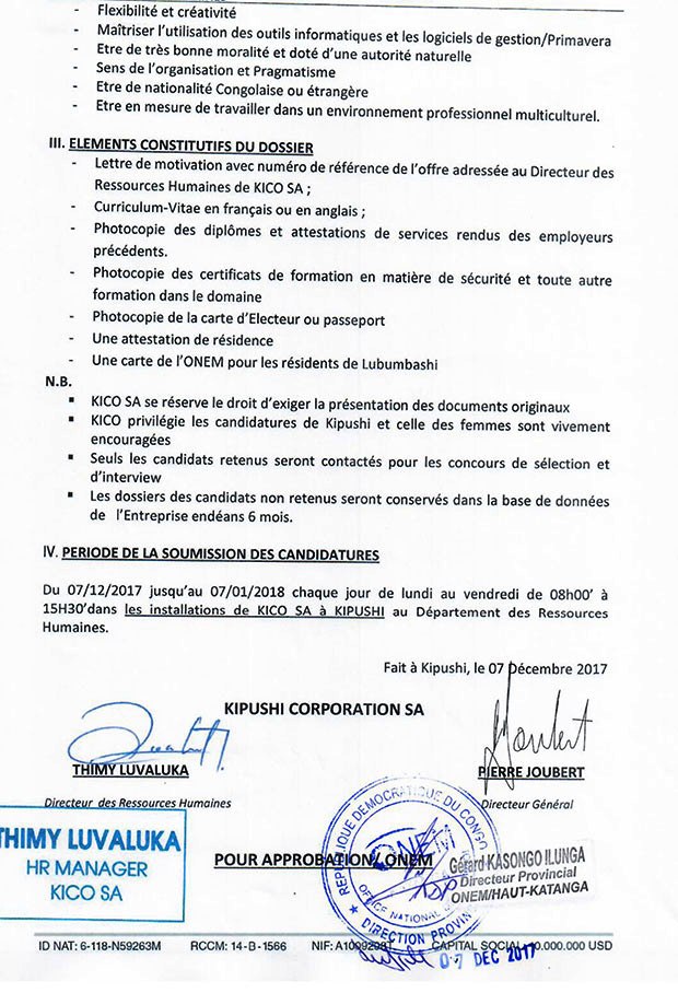 mediacongo.net - Offre d'emploi - Project Cost Controller