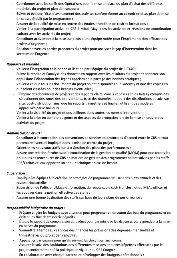 mediacongo.net - Offre d'emploi - Gestionnaire de Projet