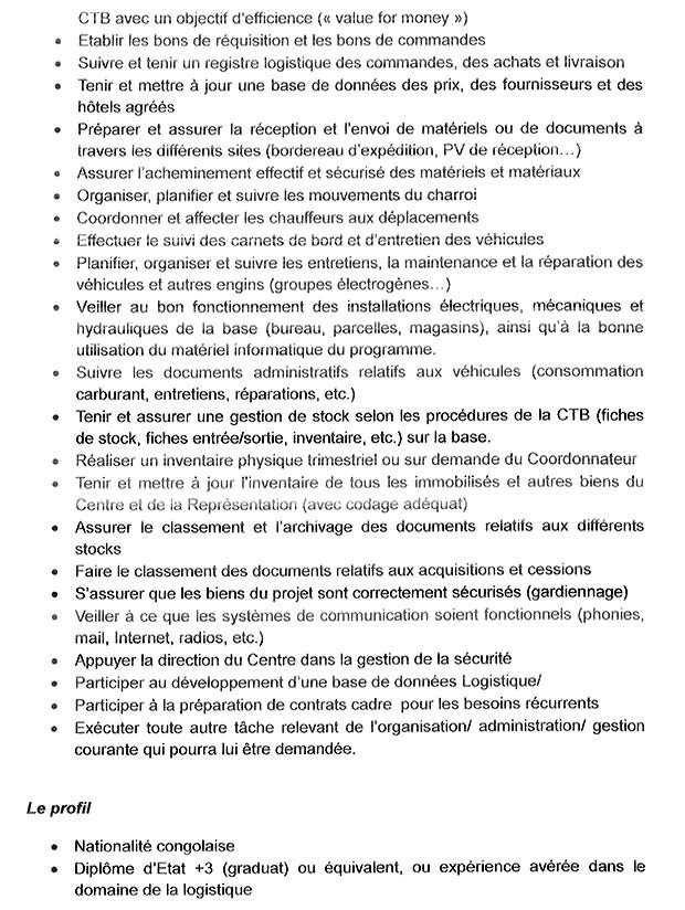 mediacongo.net - Offre d'emploi - Logisticien