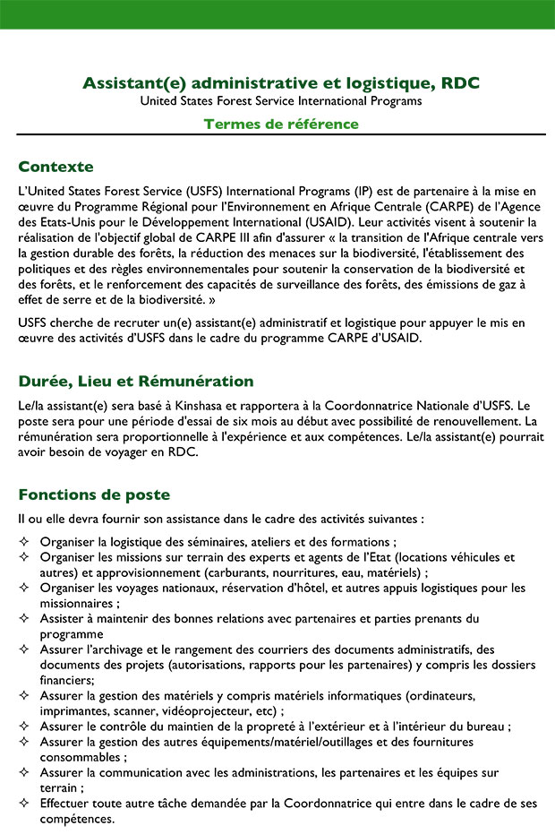 mediacongo.net - Offre d'emploi - Assistant(e) administrative et logistique