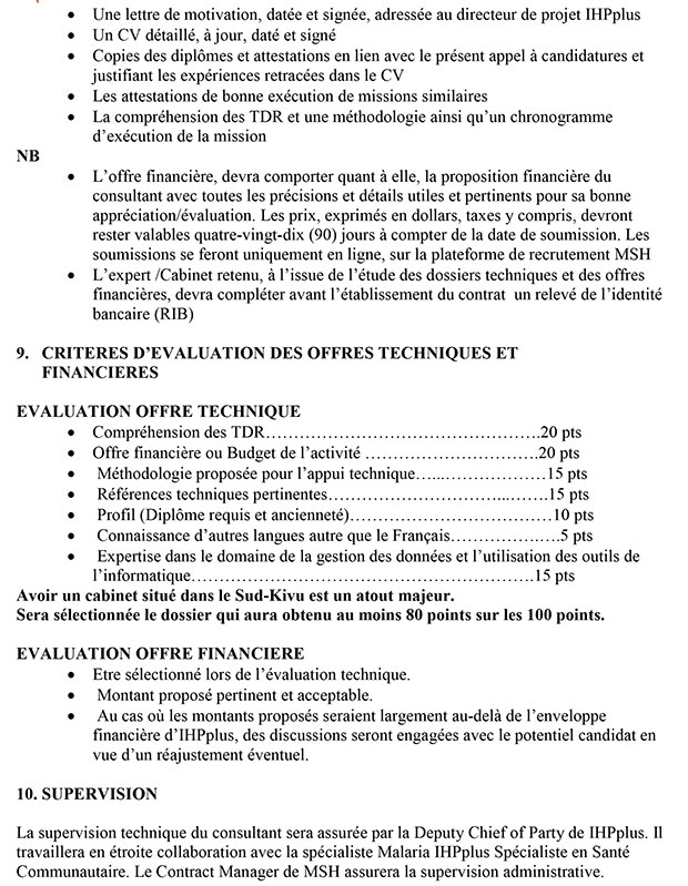 mediacongo.net - Offre d'emploi - Expert/Cabinet spécialisé en recherche Opérationnelle