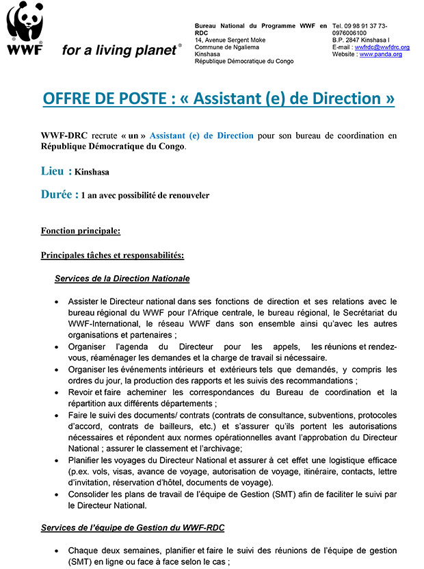 mediacongo.net - Offre d'emploi - Assistant(e) de Direction