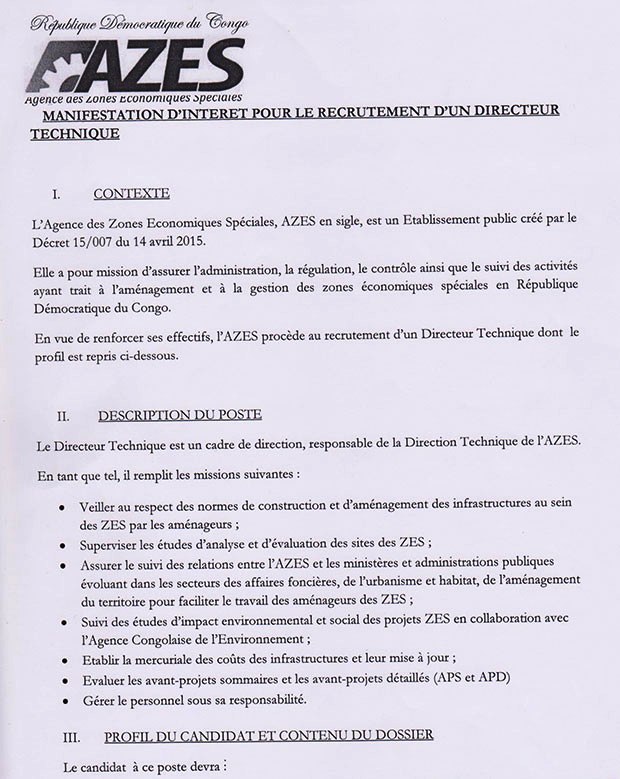 mediacongo.net - Offre d'emploi - Directeur Technique