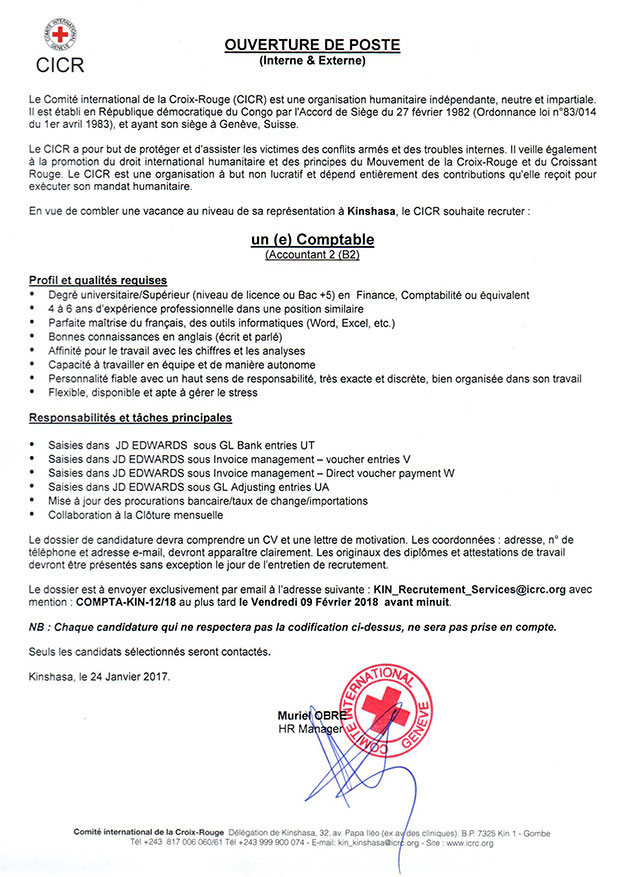 mediacongo.net - Offre d'emploi - Comptable