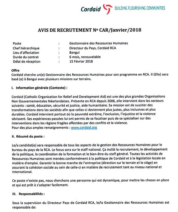 mediacongo.net - Offre d'emploi - Gestionnaire des Ressources Humaines