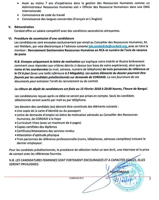 mediacongo.net - Offre d'emploi - Gestionnaire des Ressources Humaines