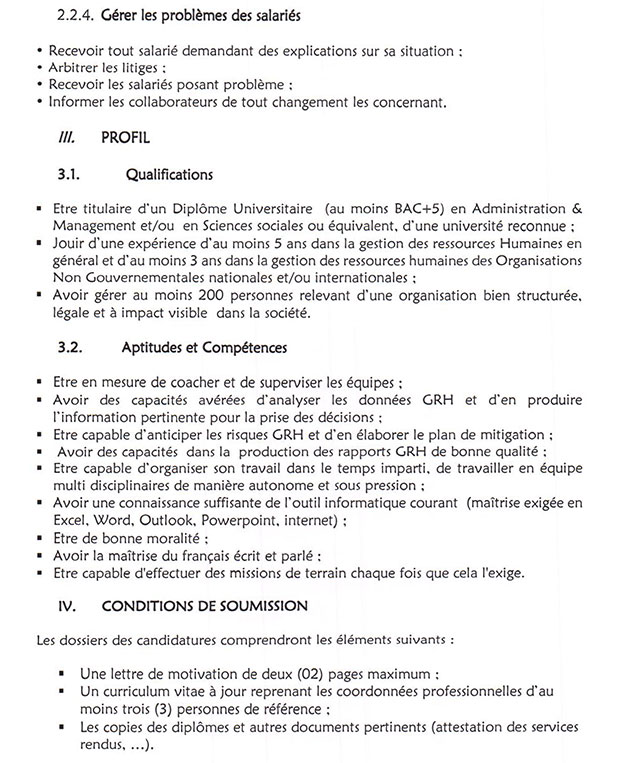 mediacongo.net - Offre d'emploi - Gestionnaire de Ressources Humaines (GRH)