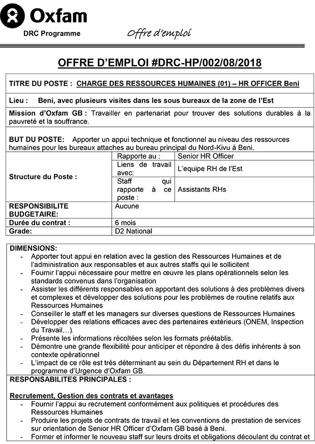 mediacongo.net - Offre d'emploi - Chargé des ressources humaines (HR ...