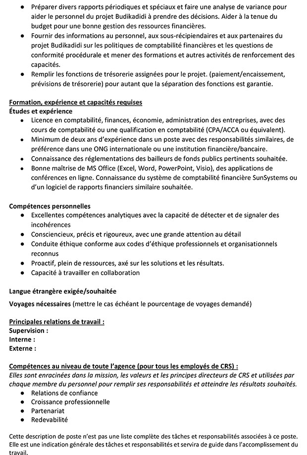 mediacongo.net - Offre d'emploi - Comptable de projet