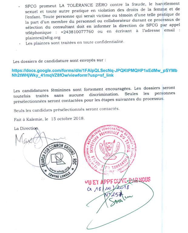 mediacongo.net - Offre d'emploi - Assistant(e) en Suivi et Evaluation