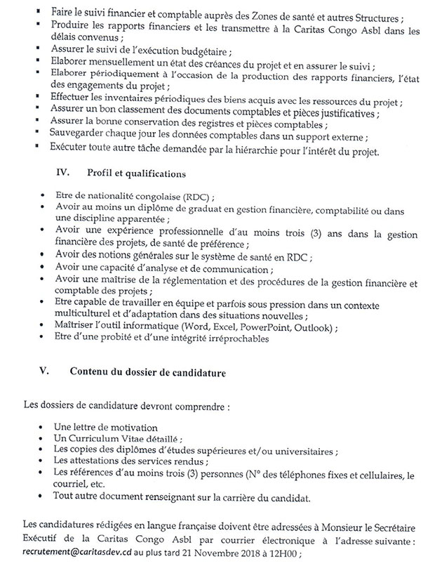 mediacongo.net - Offre d'emploi - Comptable du projet