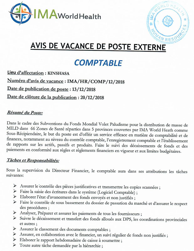 mediacongo.net - Offre d'emploi - Comptable