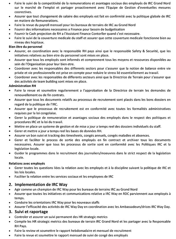 mediacongo.net - Offre d'emploi - Gestionnaire des Ressources Humaines
