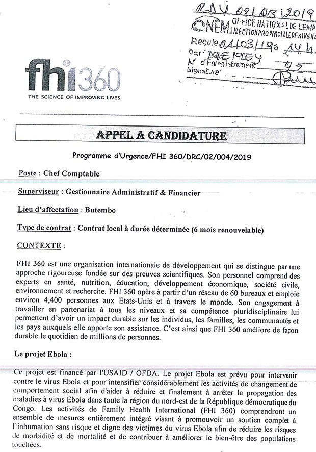 mediacongo.net - Offre d'emploi - Chef Comptable