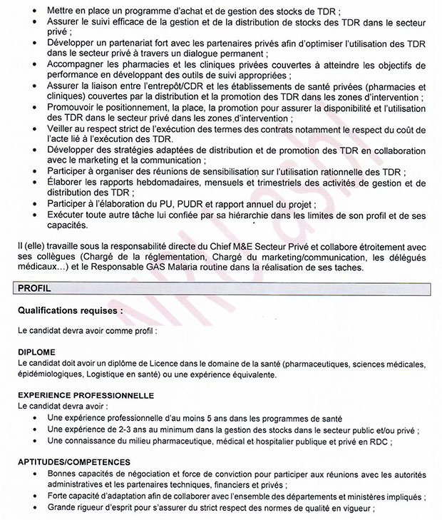 mediacongo.net - Offre d'emploi - Gestionnaire des TDR