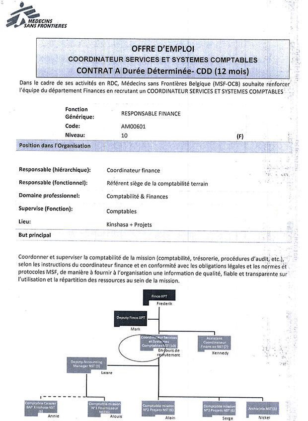mediacongo.net - Offre d'emploi - Coordinateur Services et Systèmes Comptables