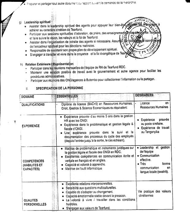 mediacongo.net - Offre d'emploi - Human Resources Officer