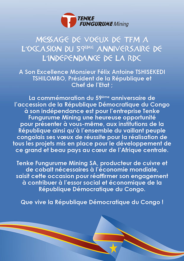 Message De Voeux De Tfm à Loccasion Du 59ème Anniversaire De L