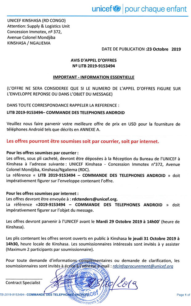 mediacongo.net - Offre d'emploi - Commande des Téléphones Android