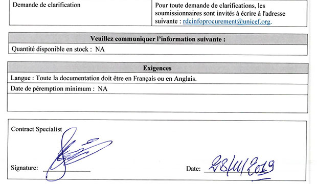 mediacongo.net - Offre d'emploi - Demande de Cotation (LRFQ ...