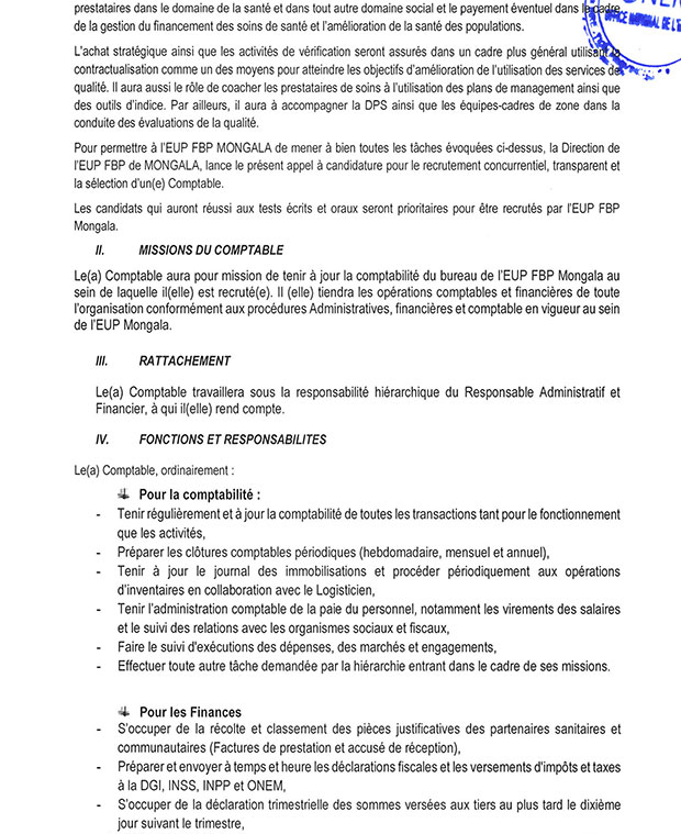 mediacongo.net - Offre d'emploi - Comptable