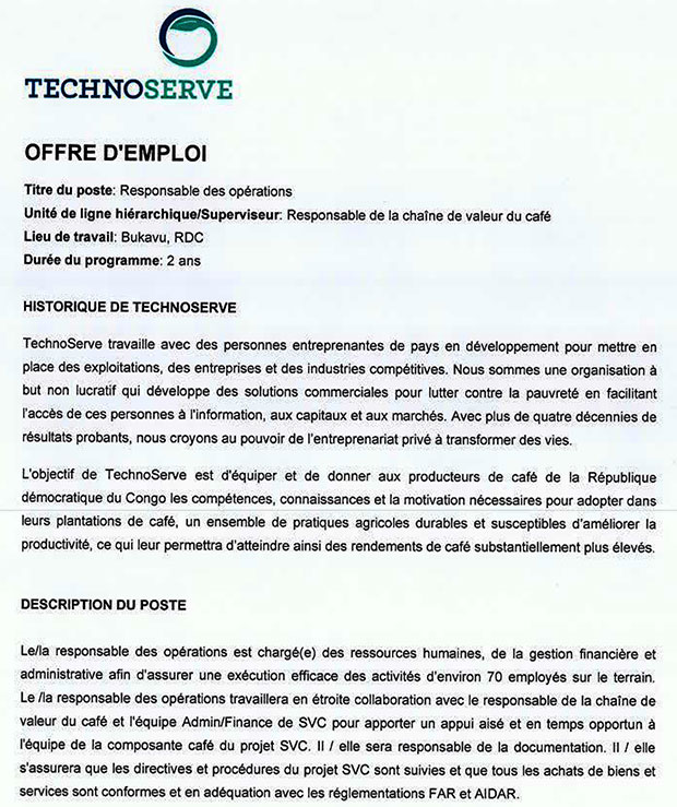 mediacongo.net - Offre d'emploi - Responsable des opérations