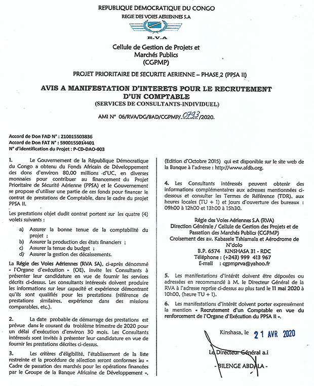 mediacongo.net - Offre d'emploi - Comptable