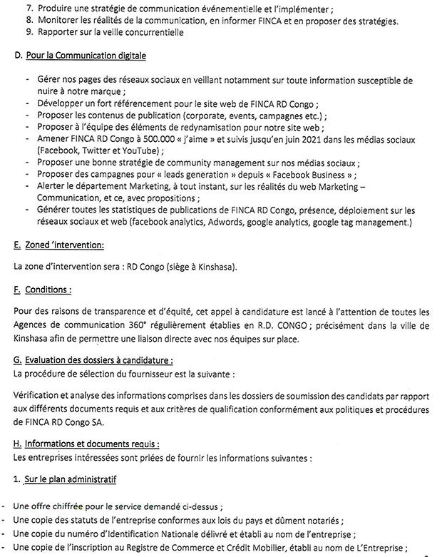 mediacongo.net - Offre d'emploi - Agence de Communication 360*