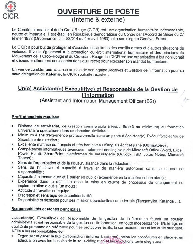 mediacongo.net - Offre d'emploi - Assistant(e) Exécutif(ve) et ...