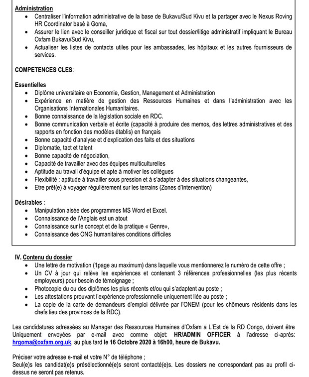 mediacongo.net - Offre d'emploi - Chargé des Ressources Humaines et ...