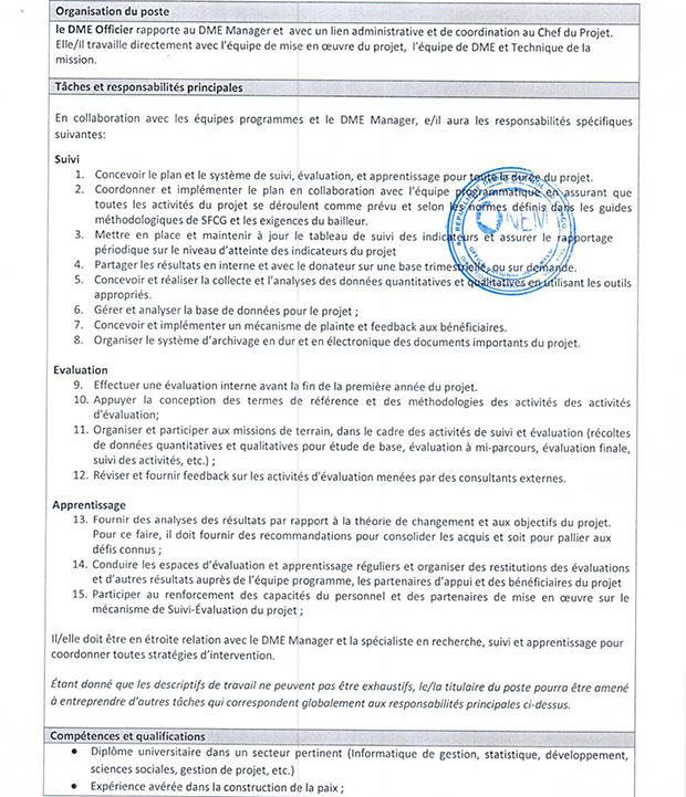 mediacongo.net - Offre d'emploi - Officiers de Suivi, Evaluation et ...