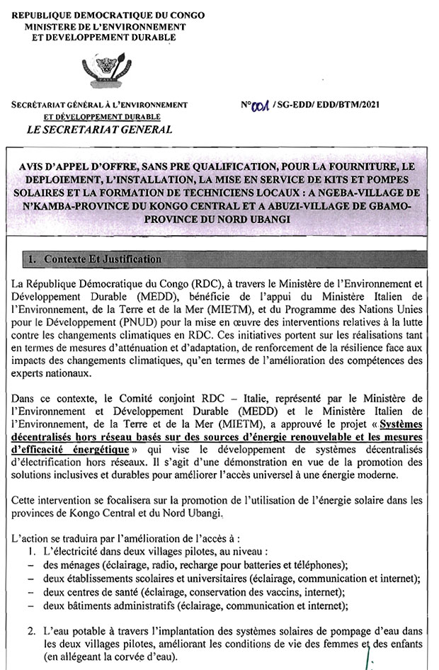 mediacongo.net - Offre d'emploi - Avis d'Appel d'offre, sans pré ...