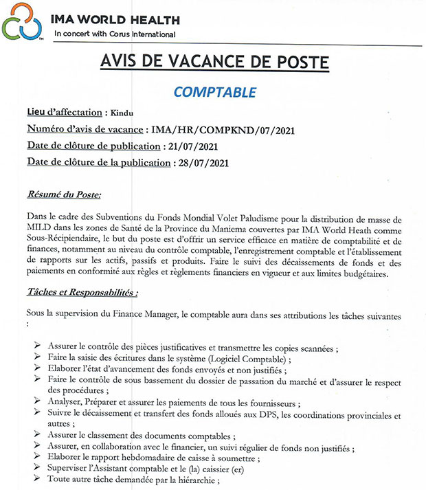 mediacongo.net - Offre d'emploi - Comptable