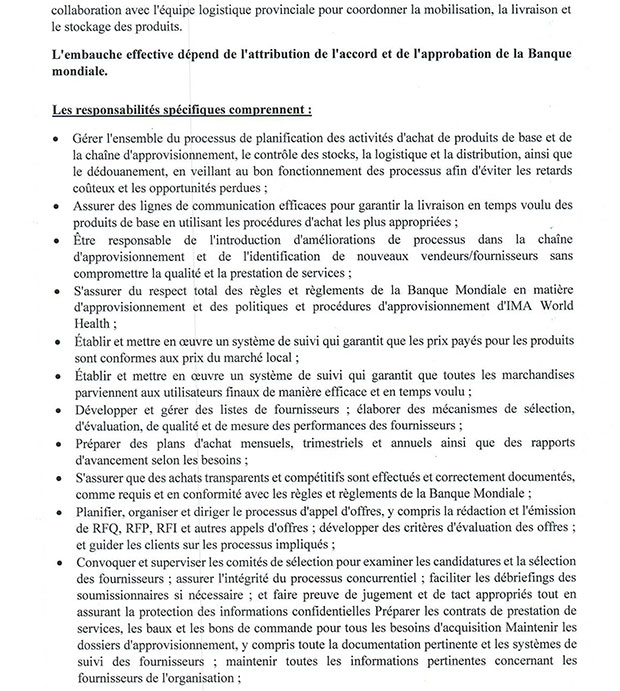 mediacongo.net - Offre d'emploi - Responsable logistique