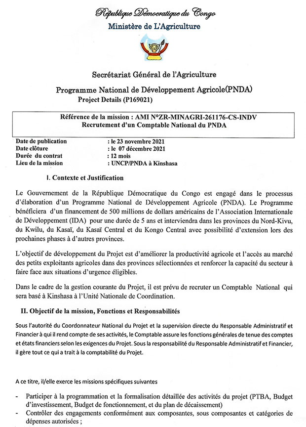 mediacongo.net - Offre d'emploi - Comptable National
