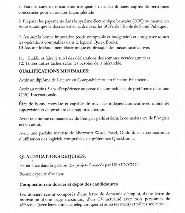 mediacongo.net - Offre d'emploi - Comptable du projet