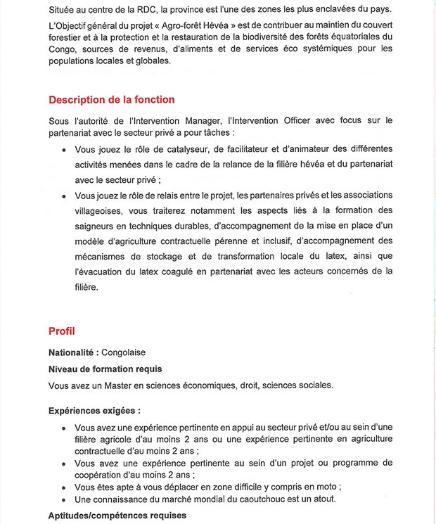 mediacongo.net - Offre d'emploi - Intervention Officer_partenaire avec ...