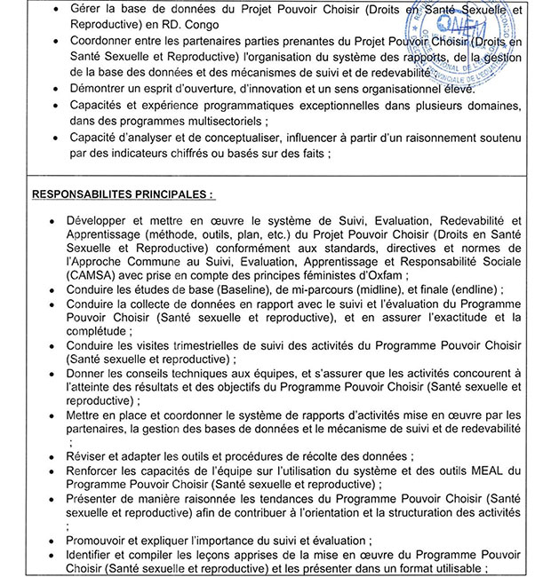 mediacongo.net - Offre d'emploi - Superviseur Suivi Evaluation et ...