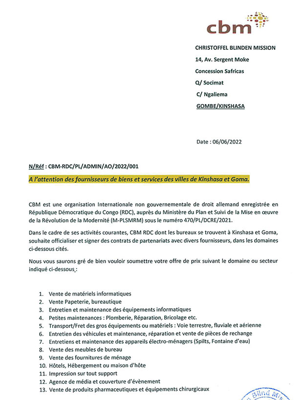 mediacongo.net - Offre d'emploi - Fournisseurs de biens et services des ... mediacongo.net - Offre d'emploi - Fournisseurs de biens et services des ...