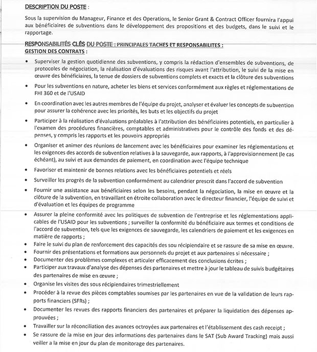 mediacongo.net - Offre d'emploi - Responsable des Contrats & Subventions / Senior Grants ...