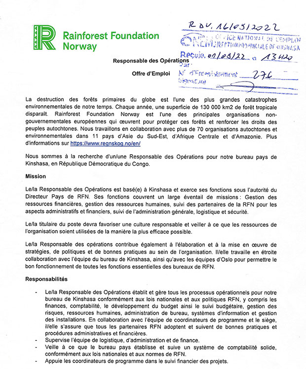 mediacongo.net - Offre d'emploi - Responsable des Opérations