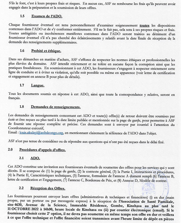 mediacongo.net - Offre d'emploi - Approvisionnement en matériels ...