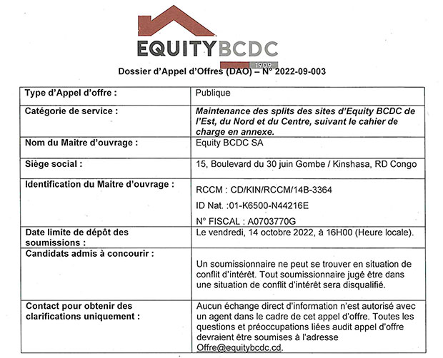 mediacongo.net - Offre d'emploi - Maintenance des splits des sites d ...